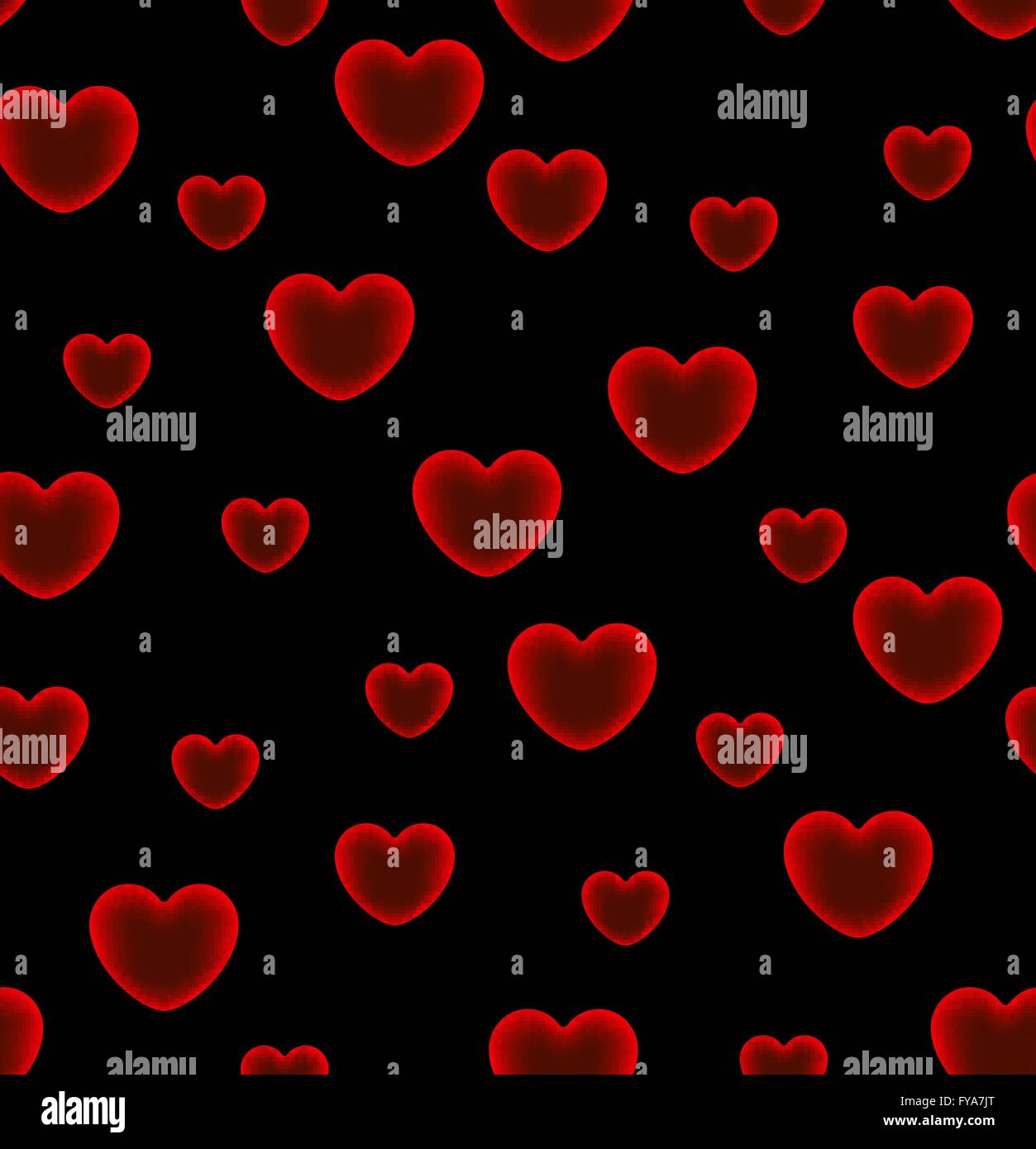 Hearts black background seamless pattern. Vector illustration. EPS 10 ...