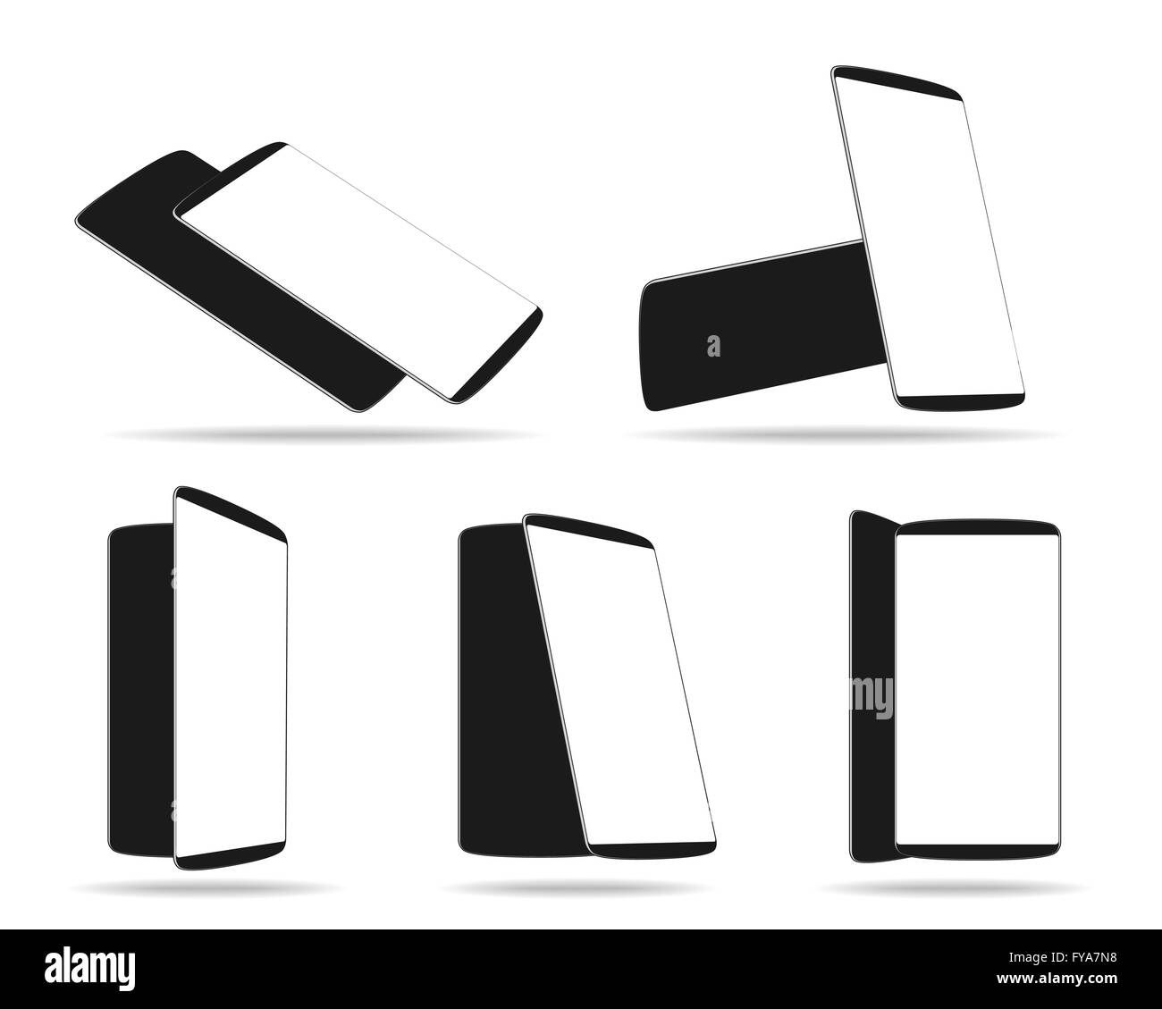 Set modern smartphones different angles views isolated on white ...