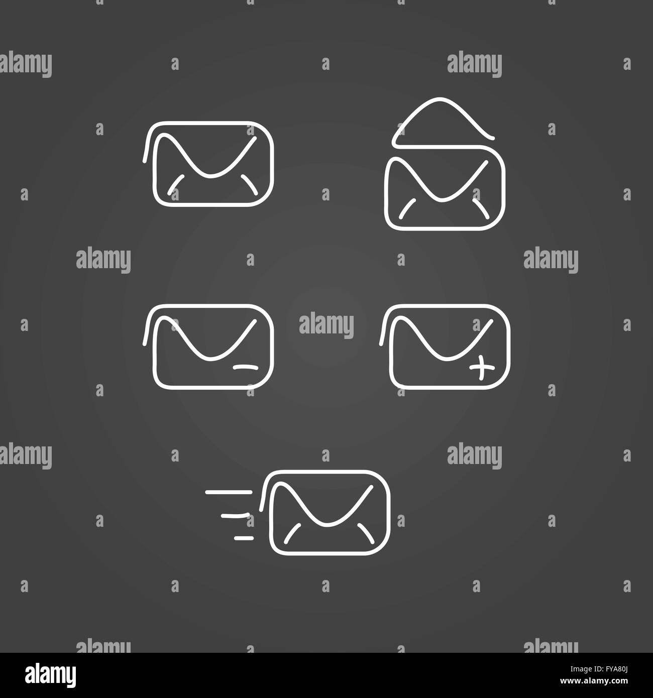 Mail set icons draw effect. Vector illustration Stock Vector Image ...