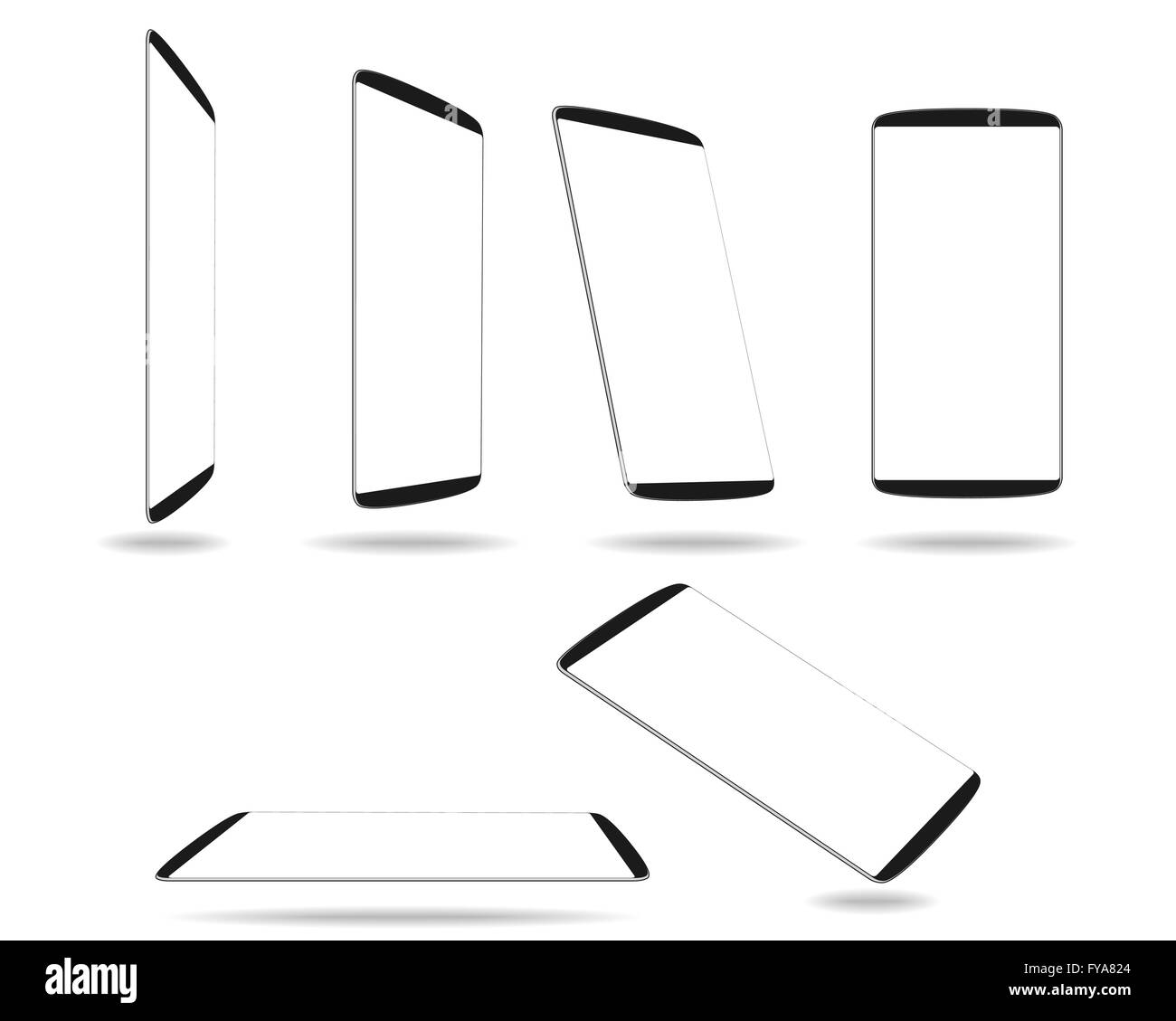 Set new smartphones different angles views isolated on white template ...