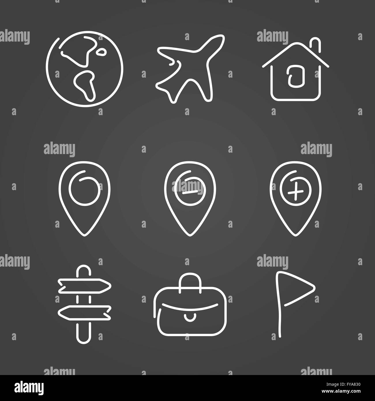 Travel trip set icons draw effect. Vector illustration Stock Vector ...