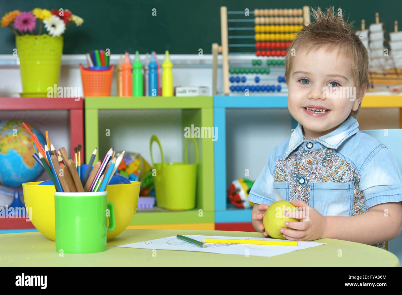 cute little boy drawing Stock Photo - Alamy