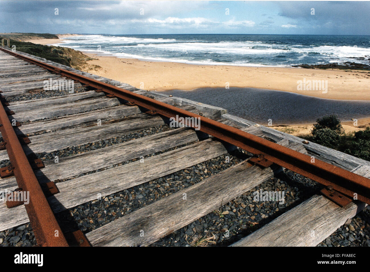Operational passenger rail tracks (looking North) along the Pacific ...