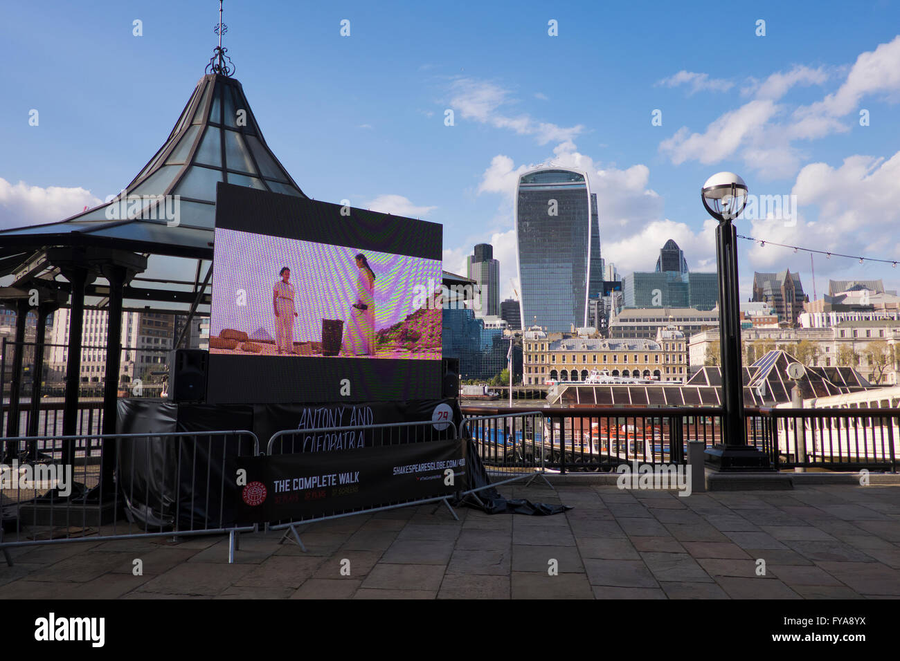 Shakespeare on giant screens along the South Bank in London Stock Photo ...