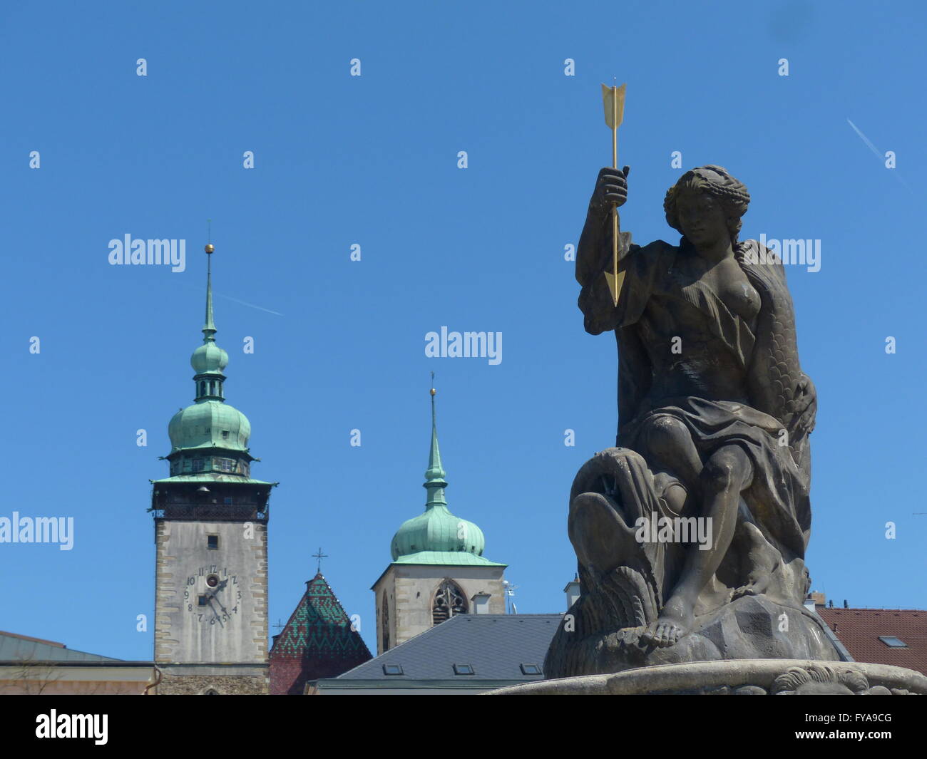 Statue of neptune with st jacob church hi-res stock photography and ...
