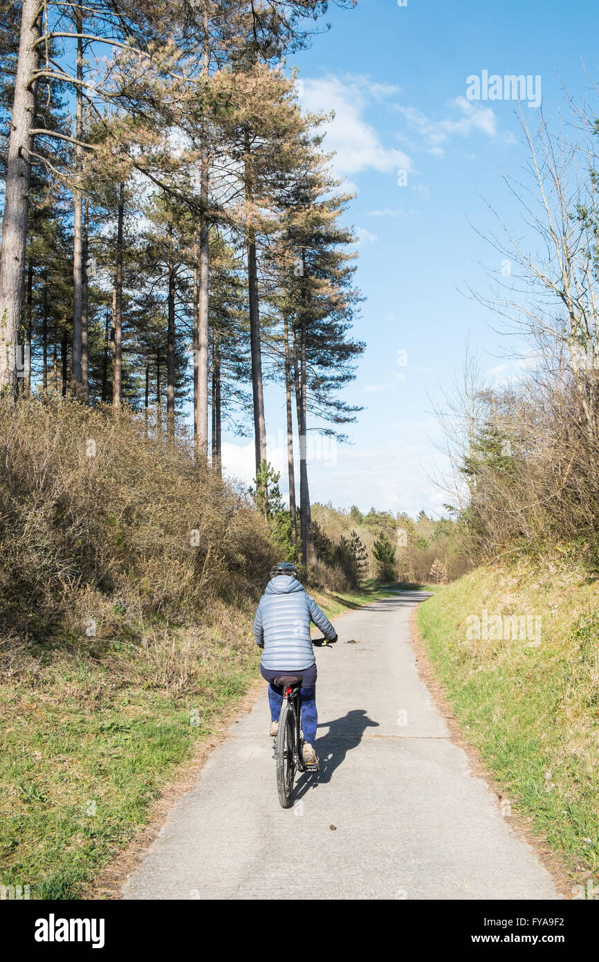 Woman cycling on National Cycling Network Route 4,London to Fishguard ...