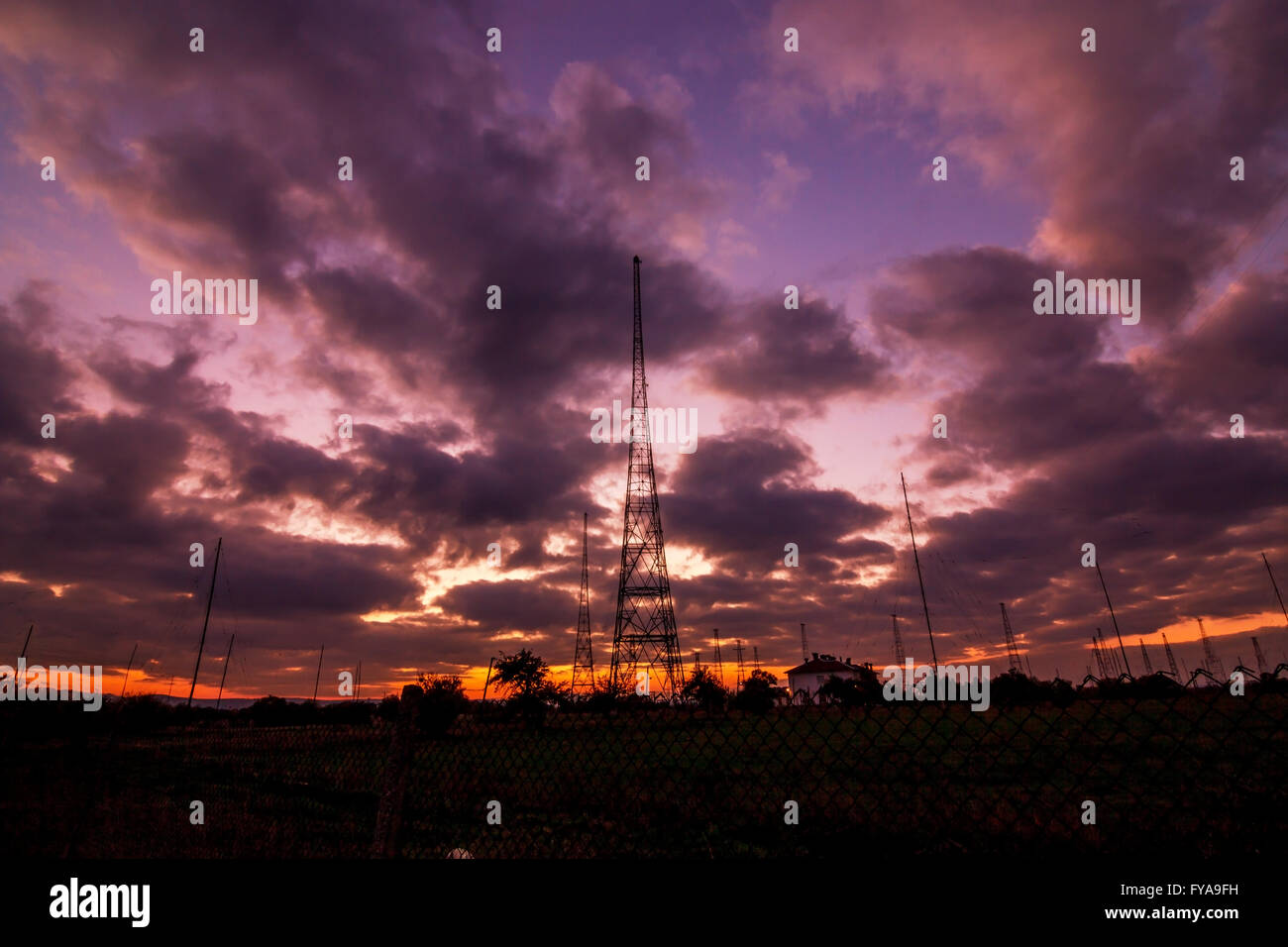 Radio Tower with sky background in autumn Stock Photo - Alamy