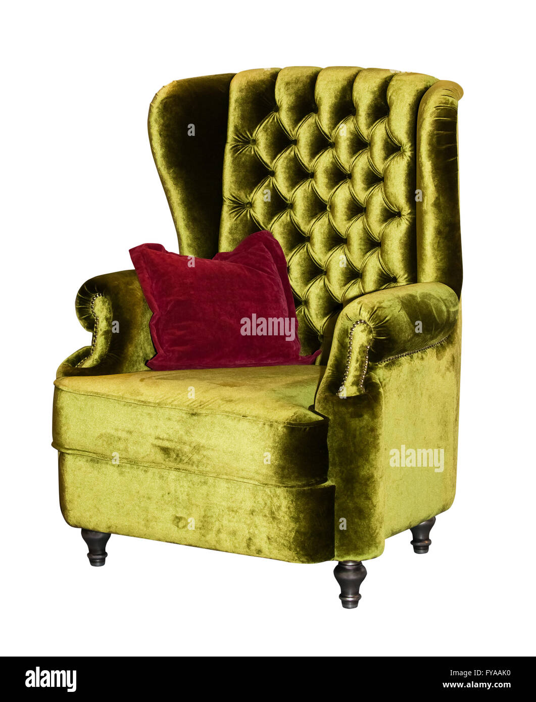 Modern green textile chair isolated Stock Photo - Alamy