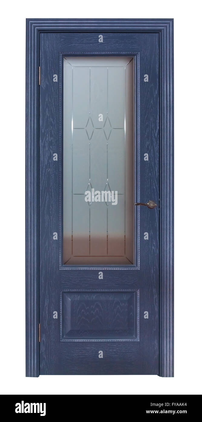 Blue room door isolated Stock Photo - Alamy