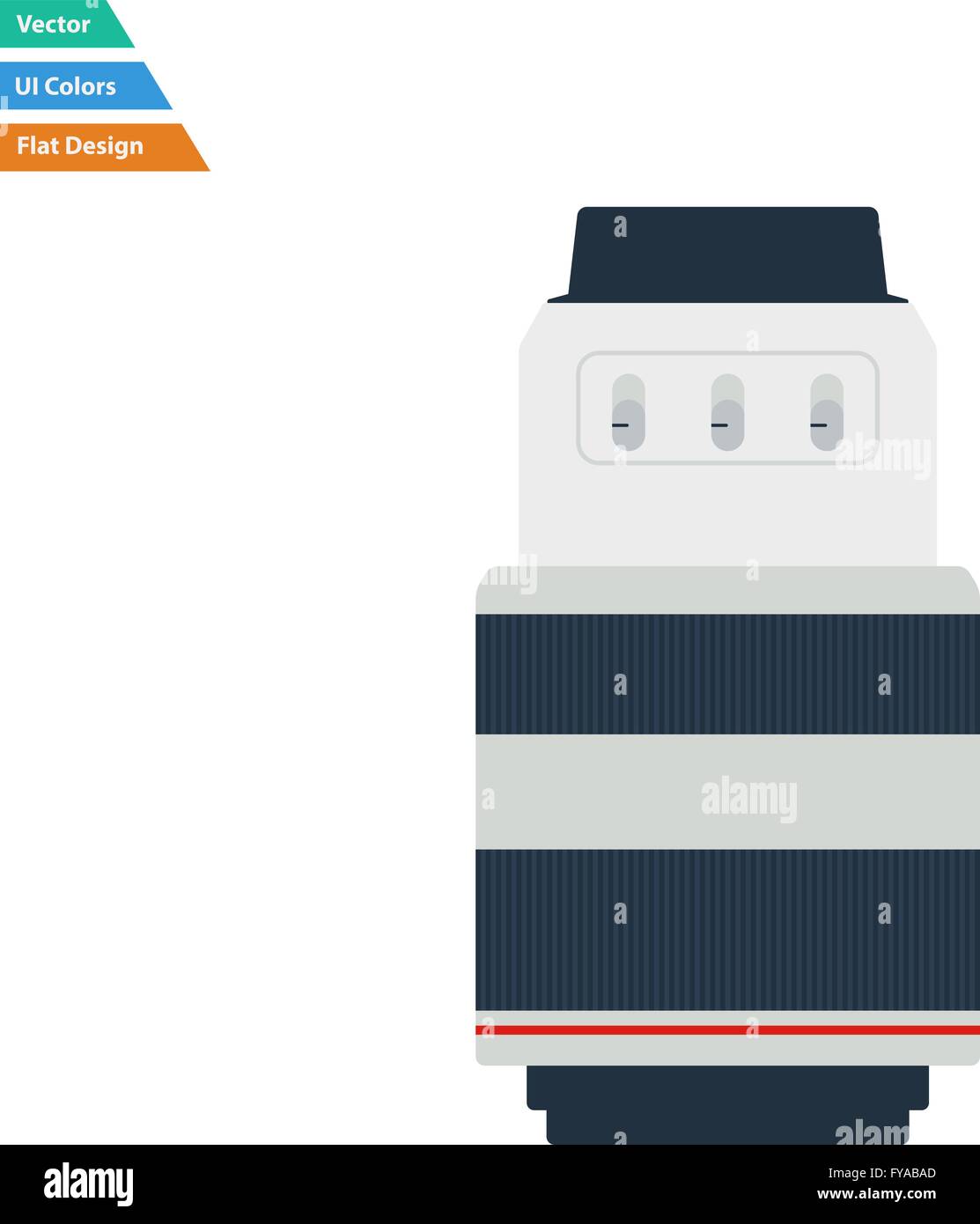 Flat design icon of photo camera zoom lens in ui colors. Vector ...