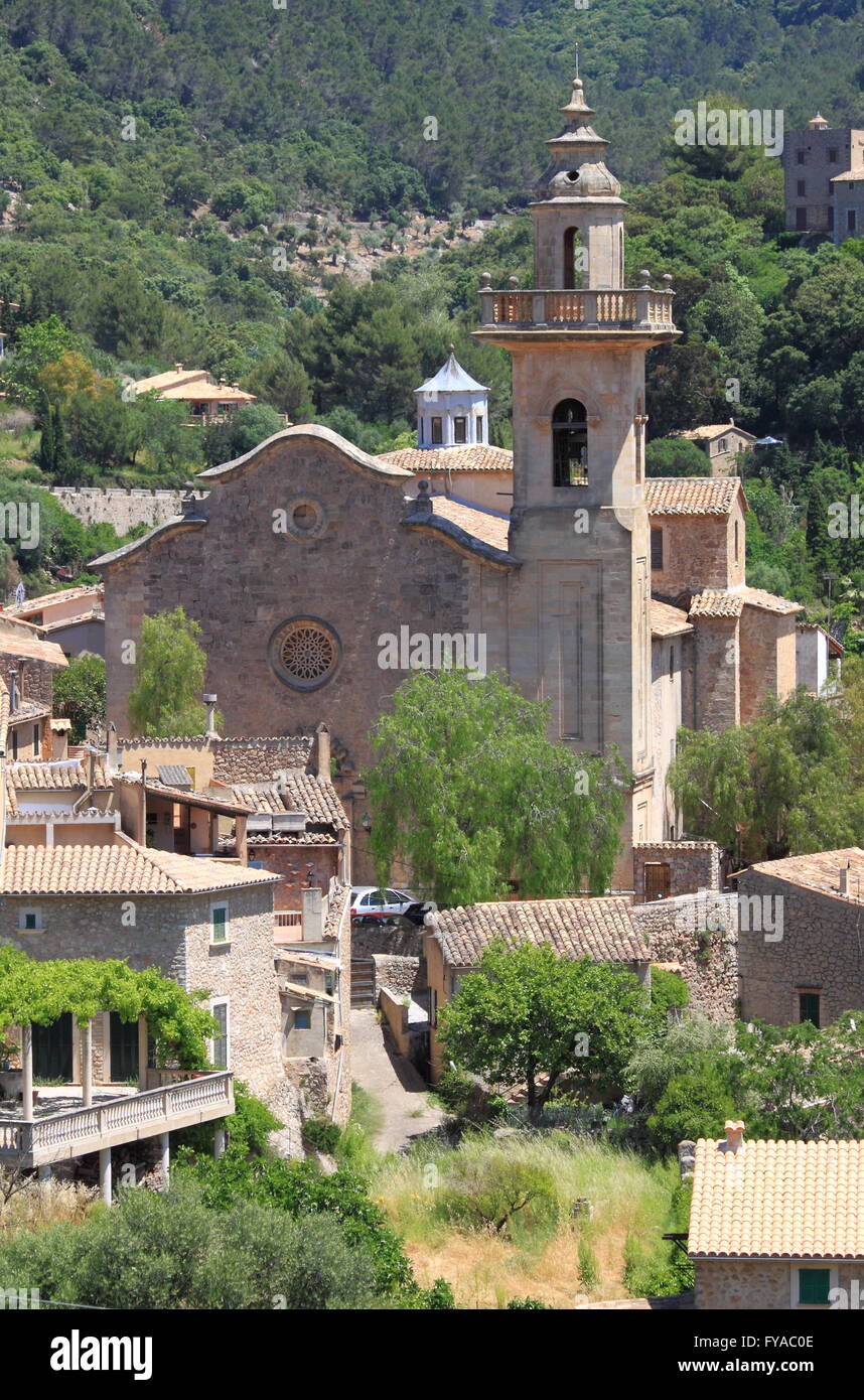 Church of St. Bartholomew in Valldemossa. Majorca island, Spain Stock ...