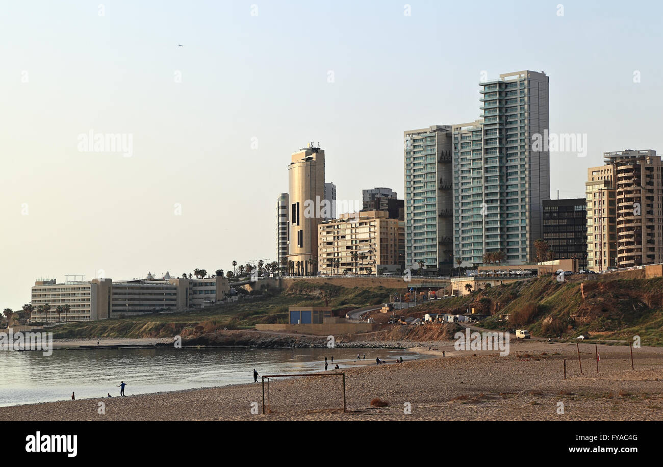 Beirut skyline at Ramlet al Baida Beach Stock Photo - Alamy