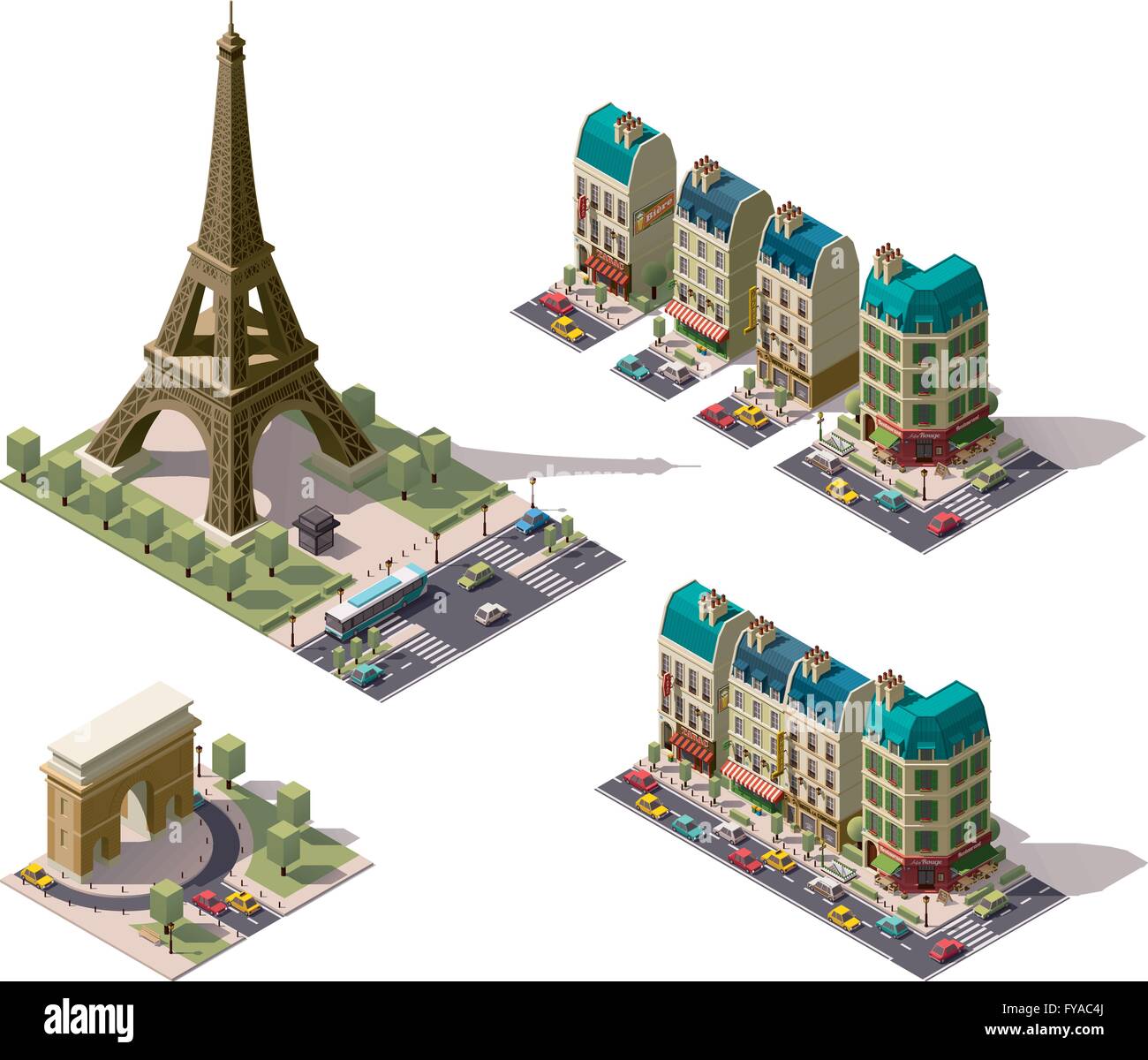 Vector isometric Paris architecture elements Stock Vector Image & Art ...