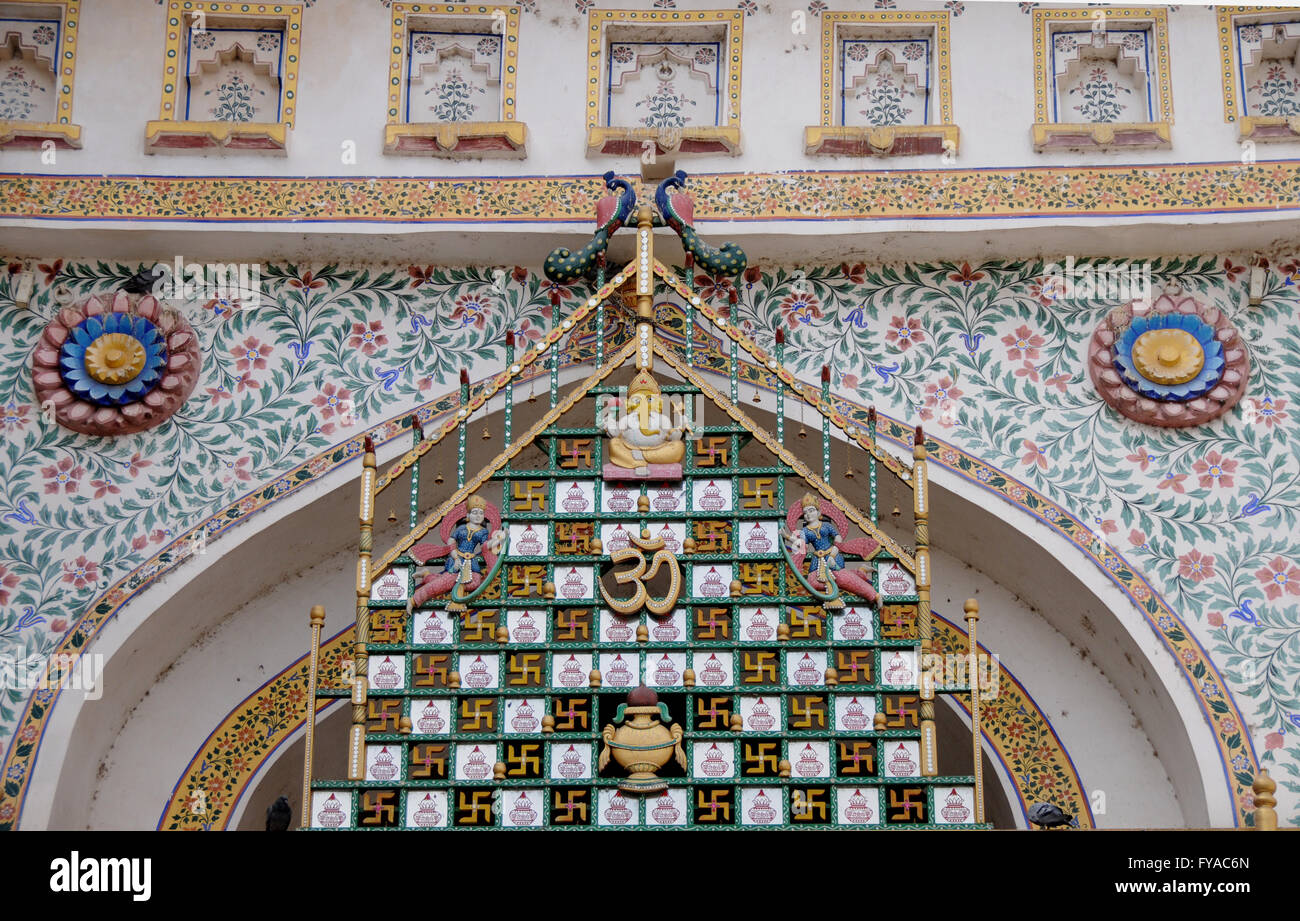Detail above an entrance gate to the City Palace Museum in Udaipur ...