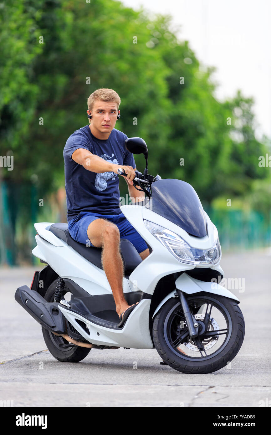 Man posing motorcycle hi-res stock photography and images - Alamy