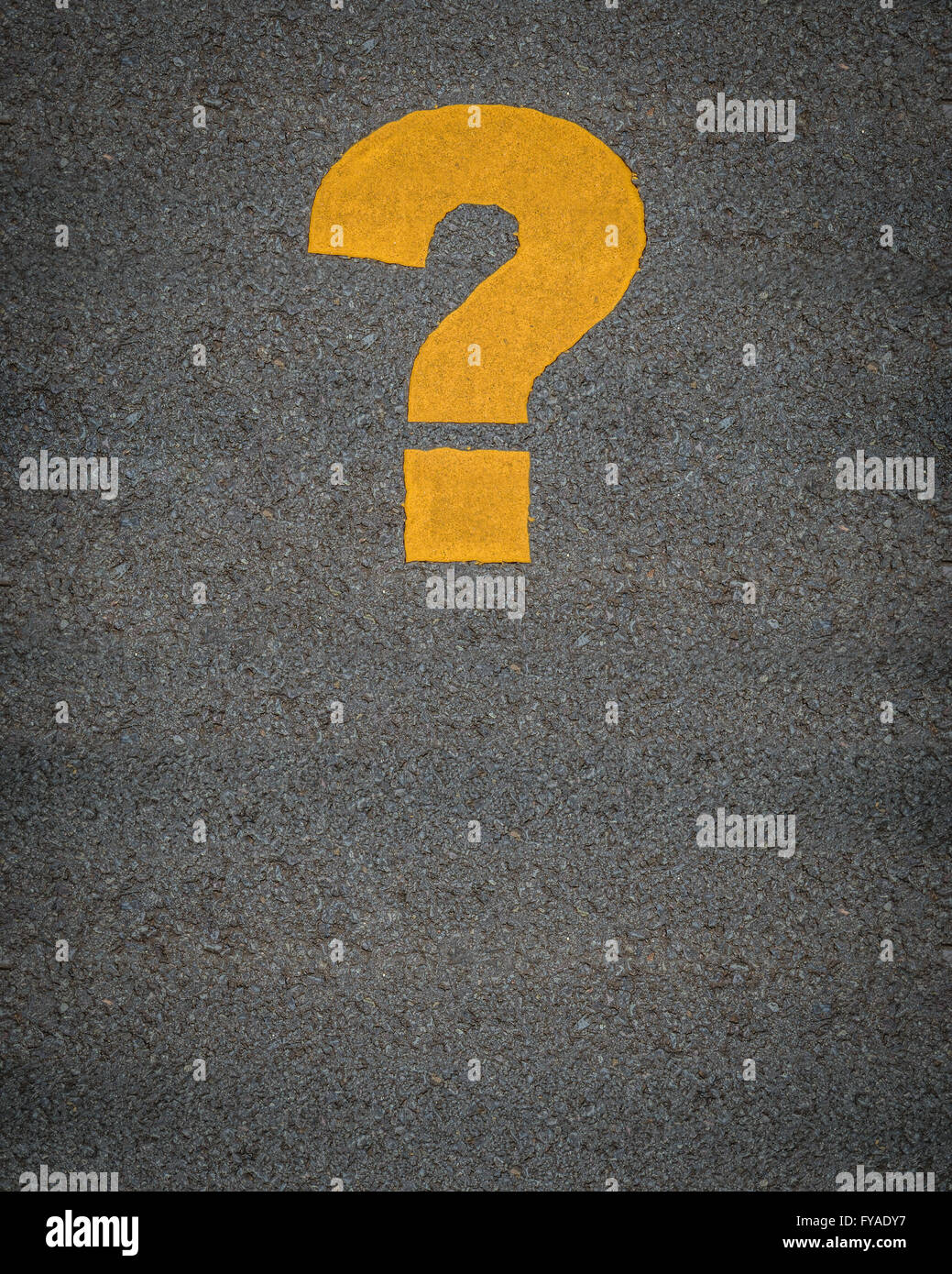 Question Mark As Yellow Asphalt Road Markings Stock Photo - Alamy