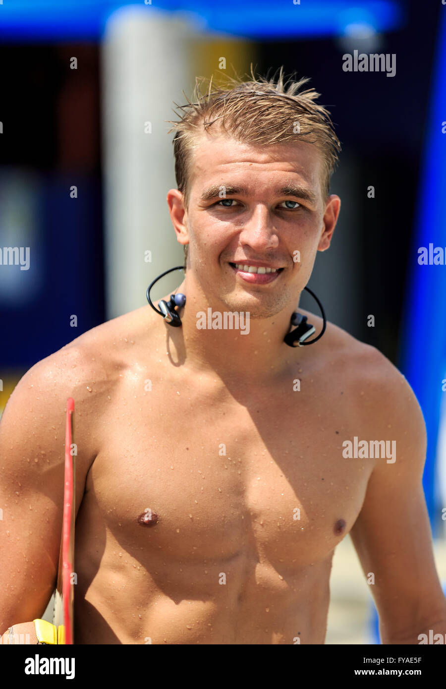 Close Up Portrait Of Smiling wakeboarder. Phuket, Thailand Stock Photo ...