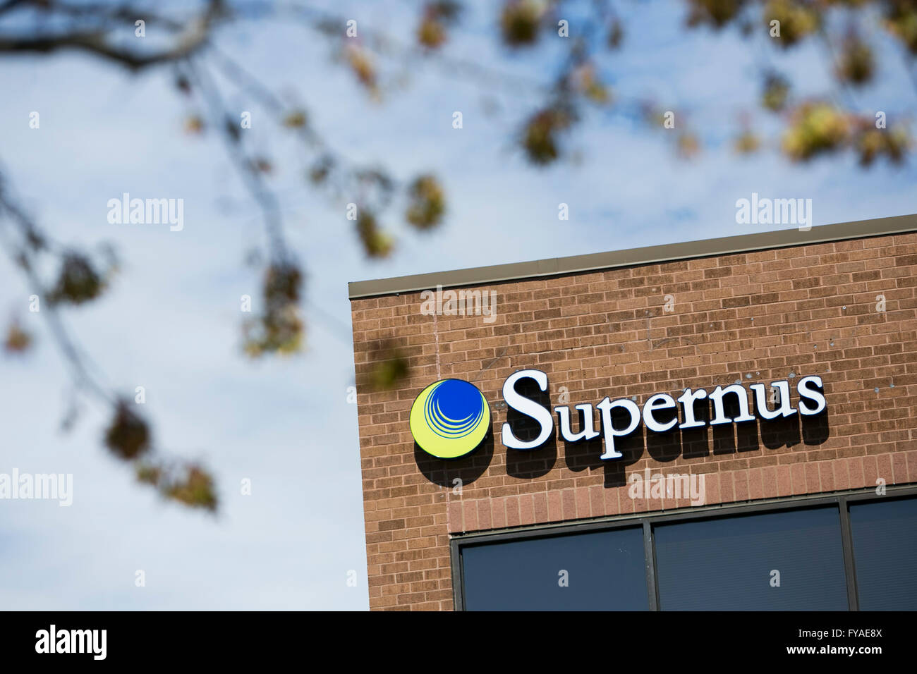 A logo sign outside of the headquarters of Supernus Pharmaceuticals ...