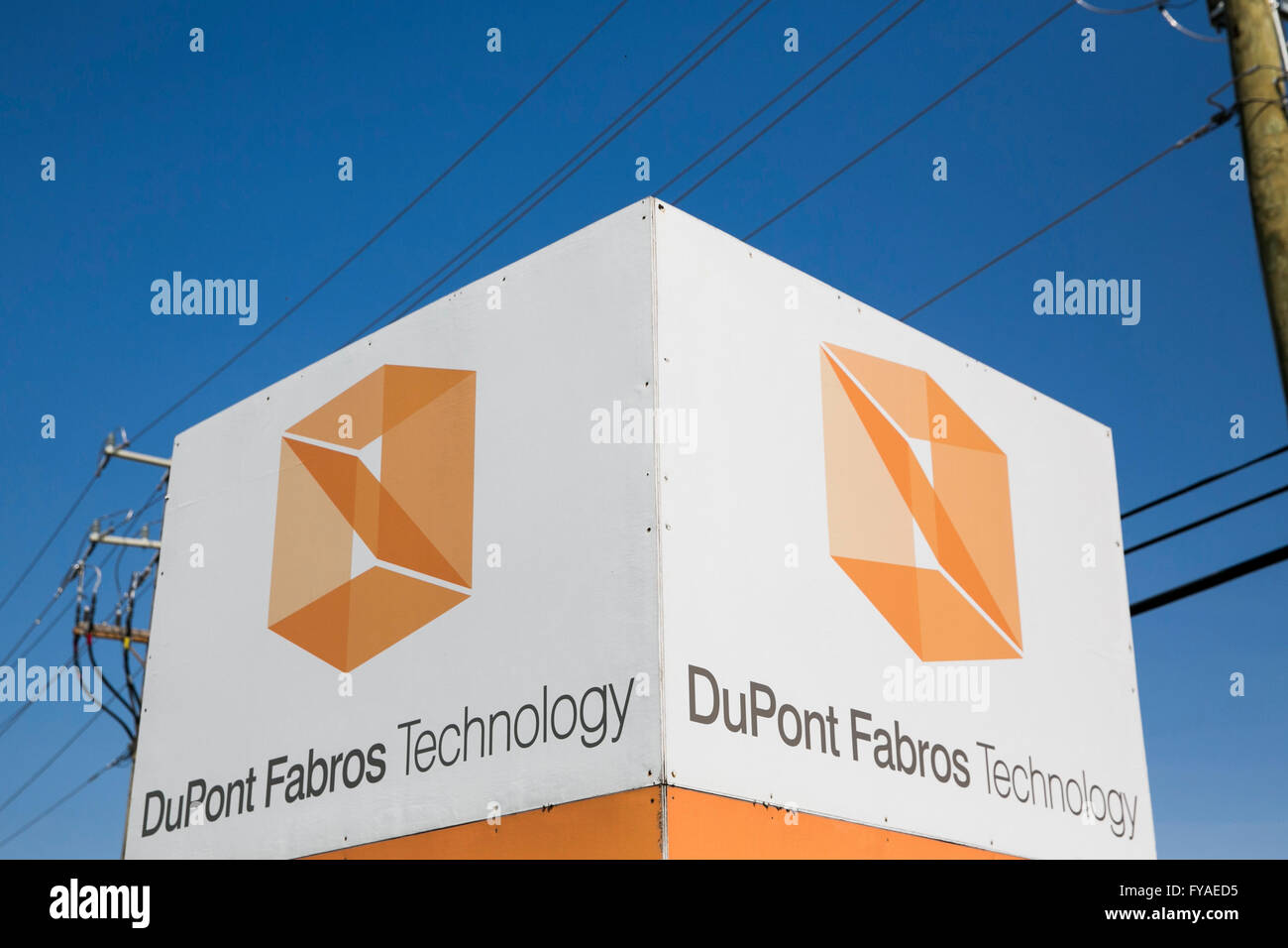 A logo sign outside of a data center operated by DuPont Fabros ...