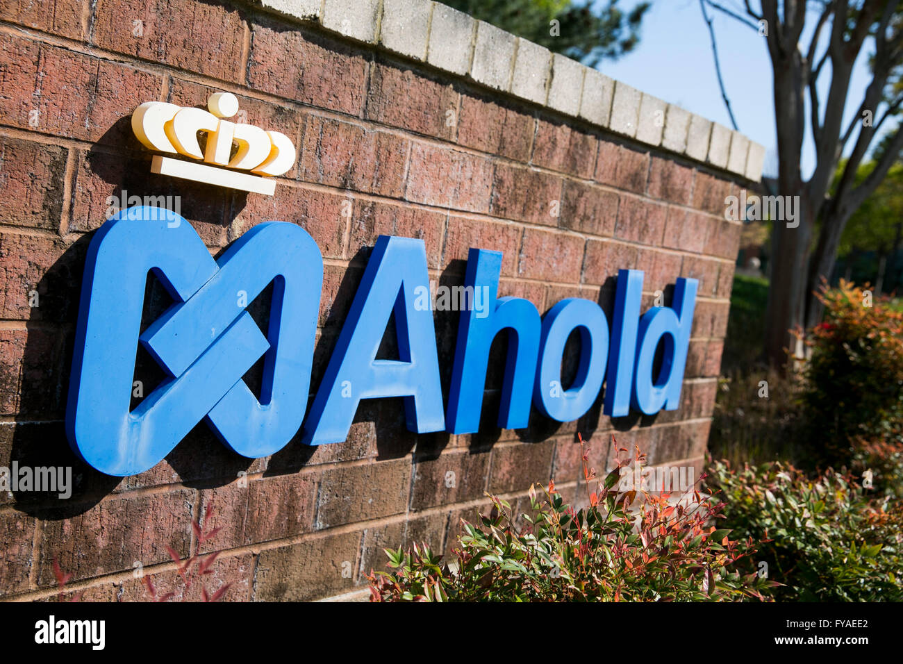 A logo sign outside of a facility occupied by Koninklijke Ahold in ...