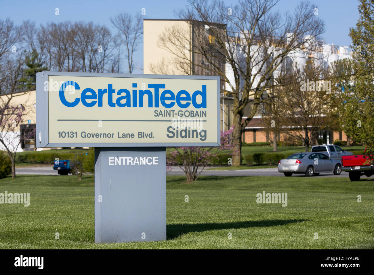 A logo sign outside of a facility occupied by the CertainTeed ...