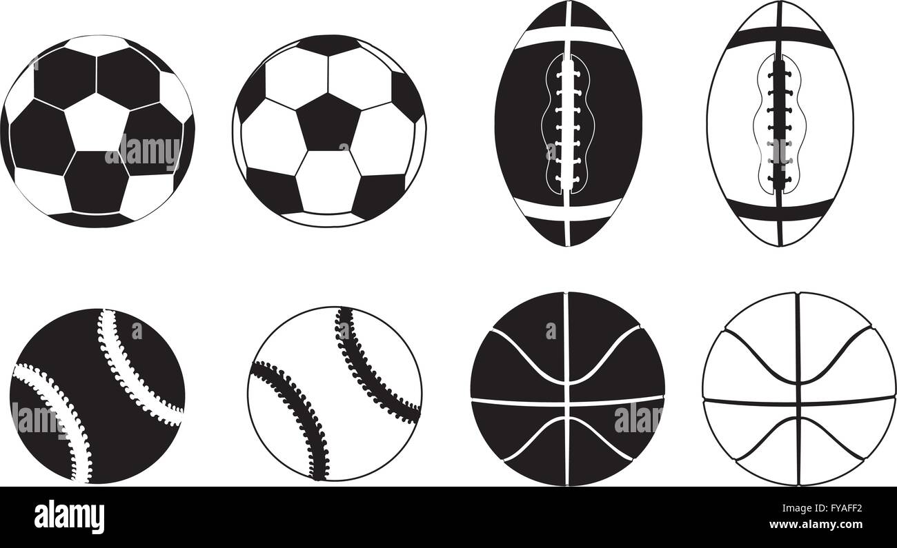 vector illustration of sport balls silhouettes isolated Stock Vector ...