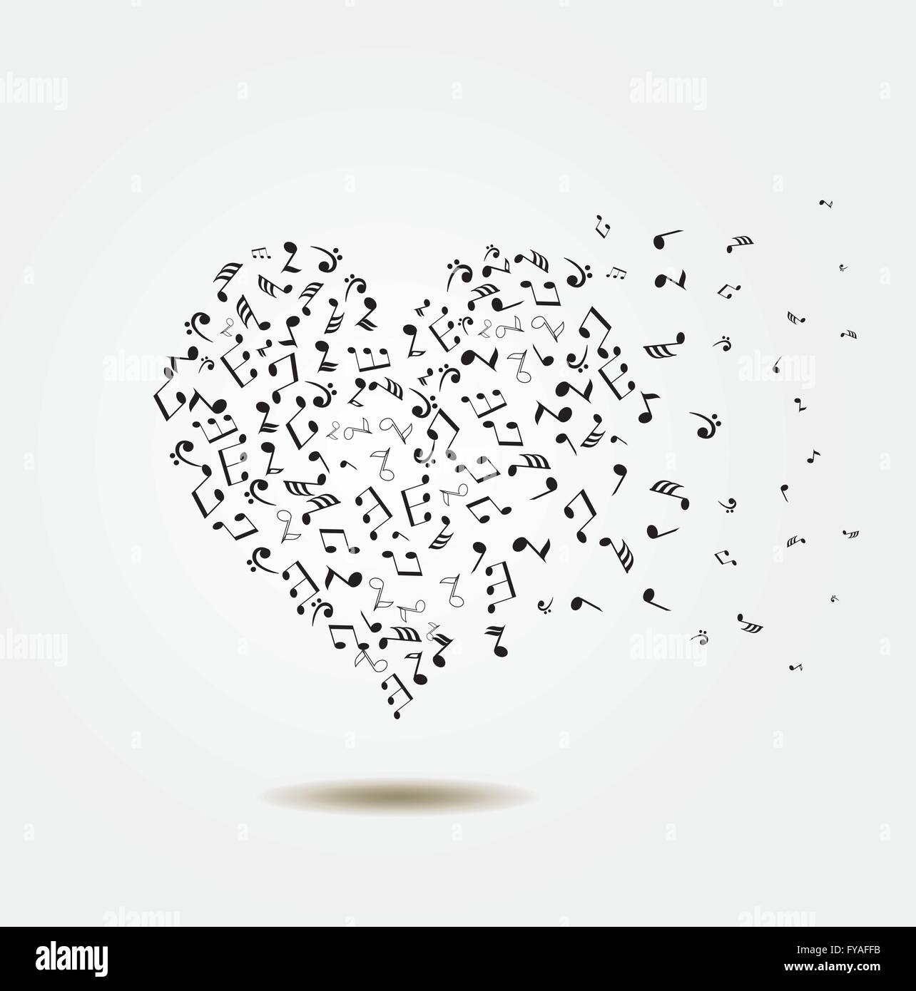 vector illustration of a musical heart with notes Stock Vector Image ...