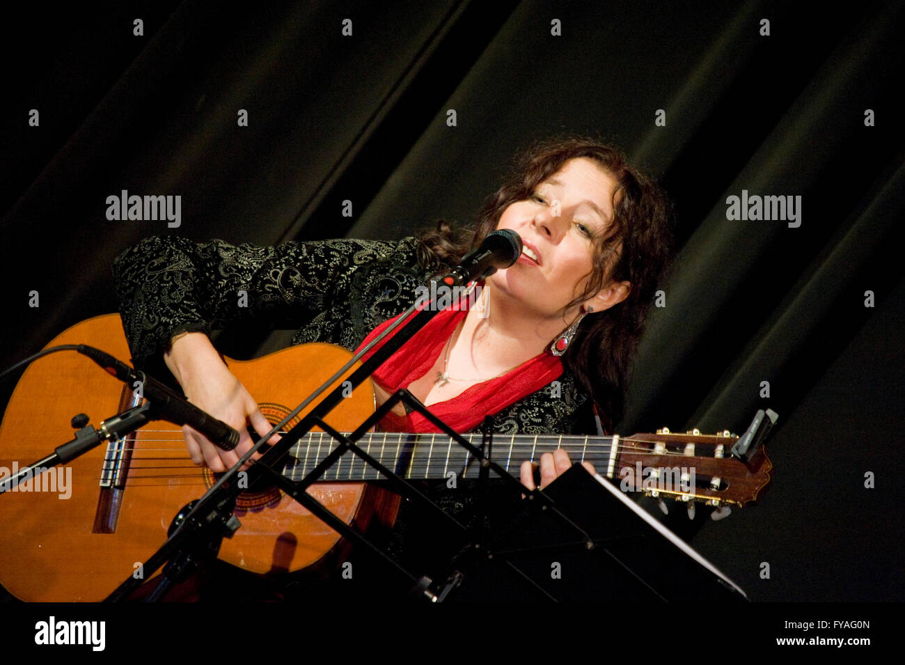 Female singer Anna Riveiro from Poland performing in Warsaw Stock Photo ...
