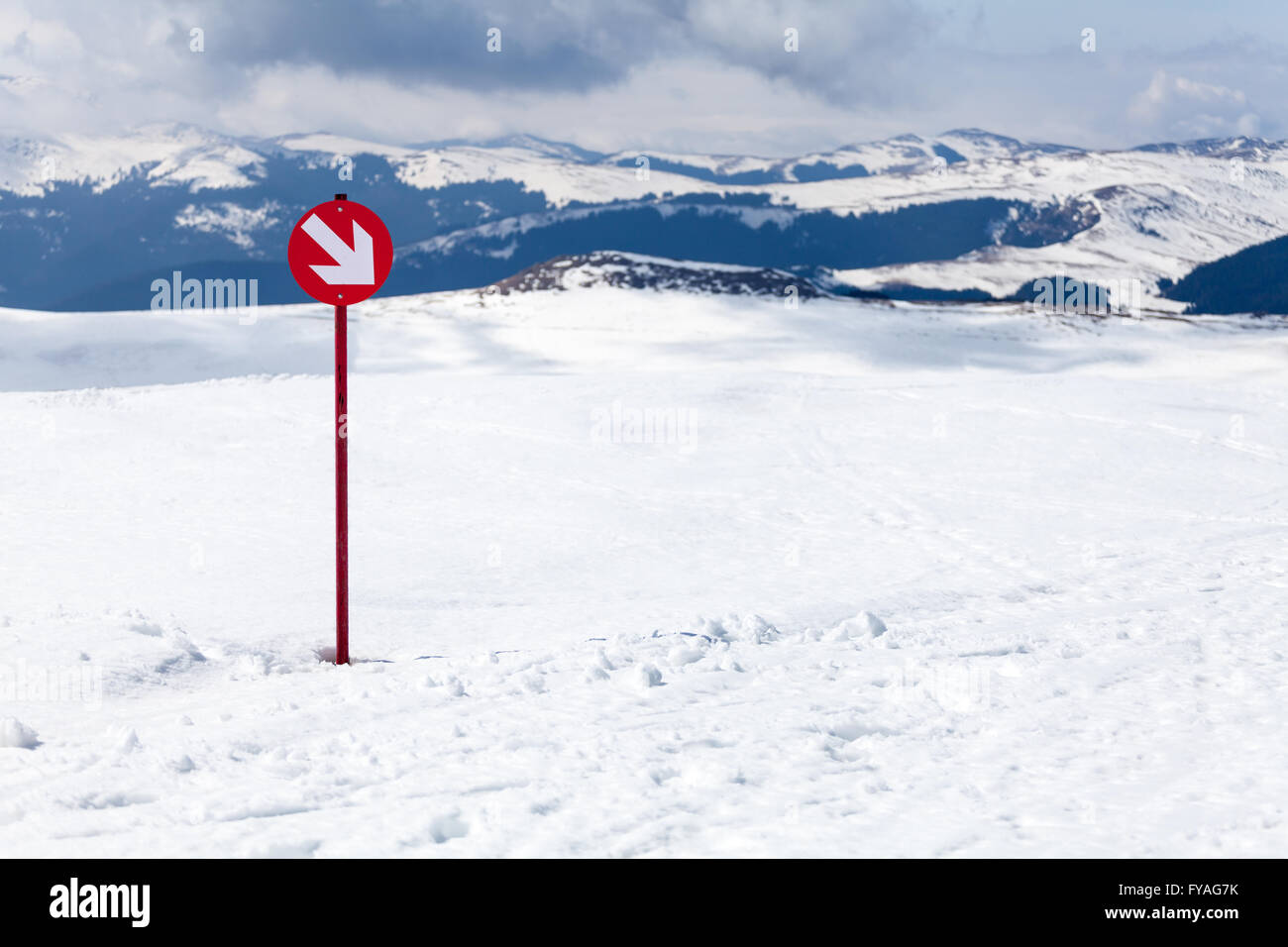 a red sign shows that the zone is safe and shows also the direction ...