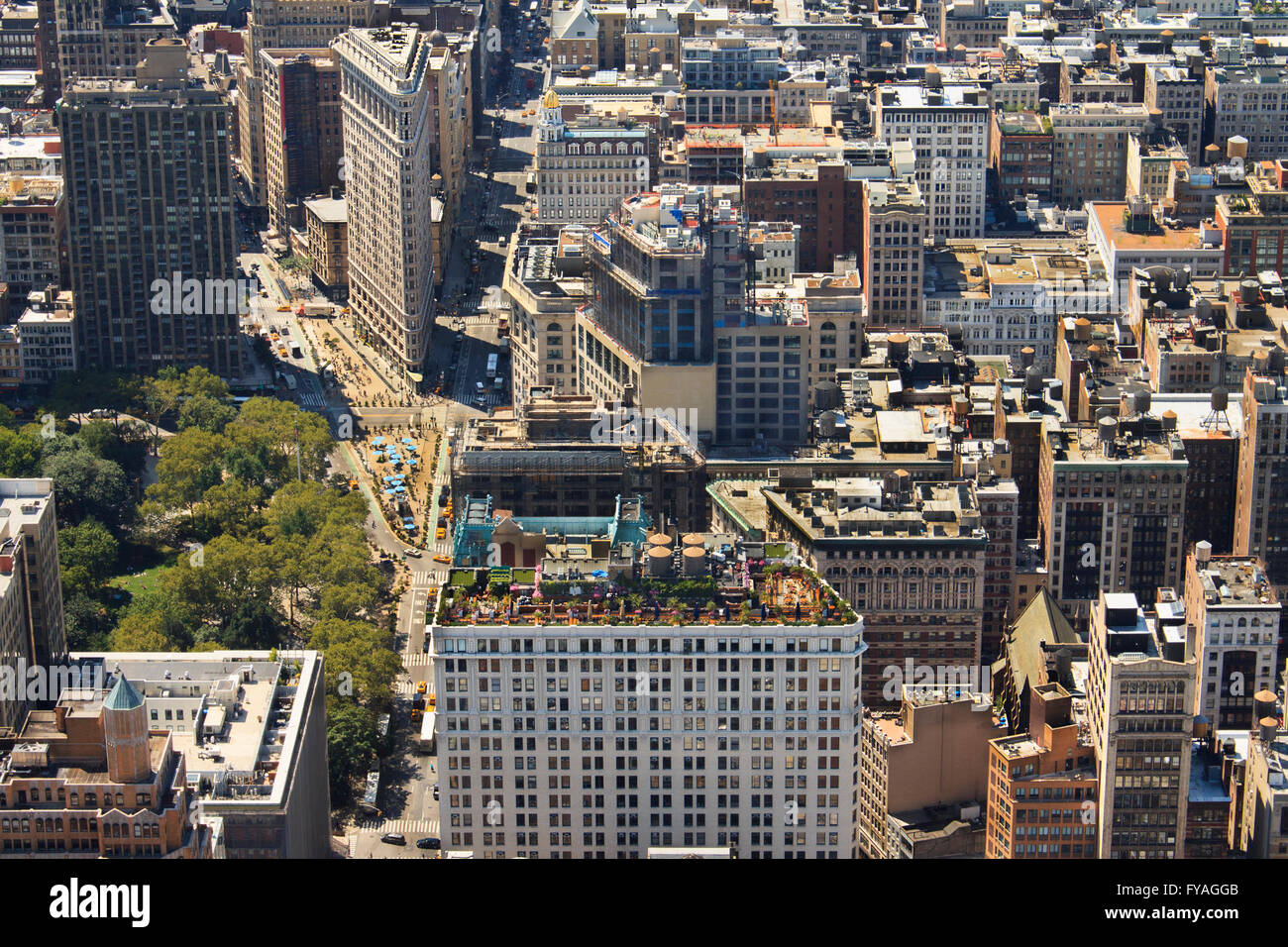 New York City Manhattan skyline aerial view with skyscrapers and street ...