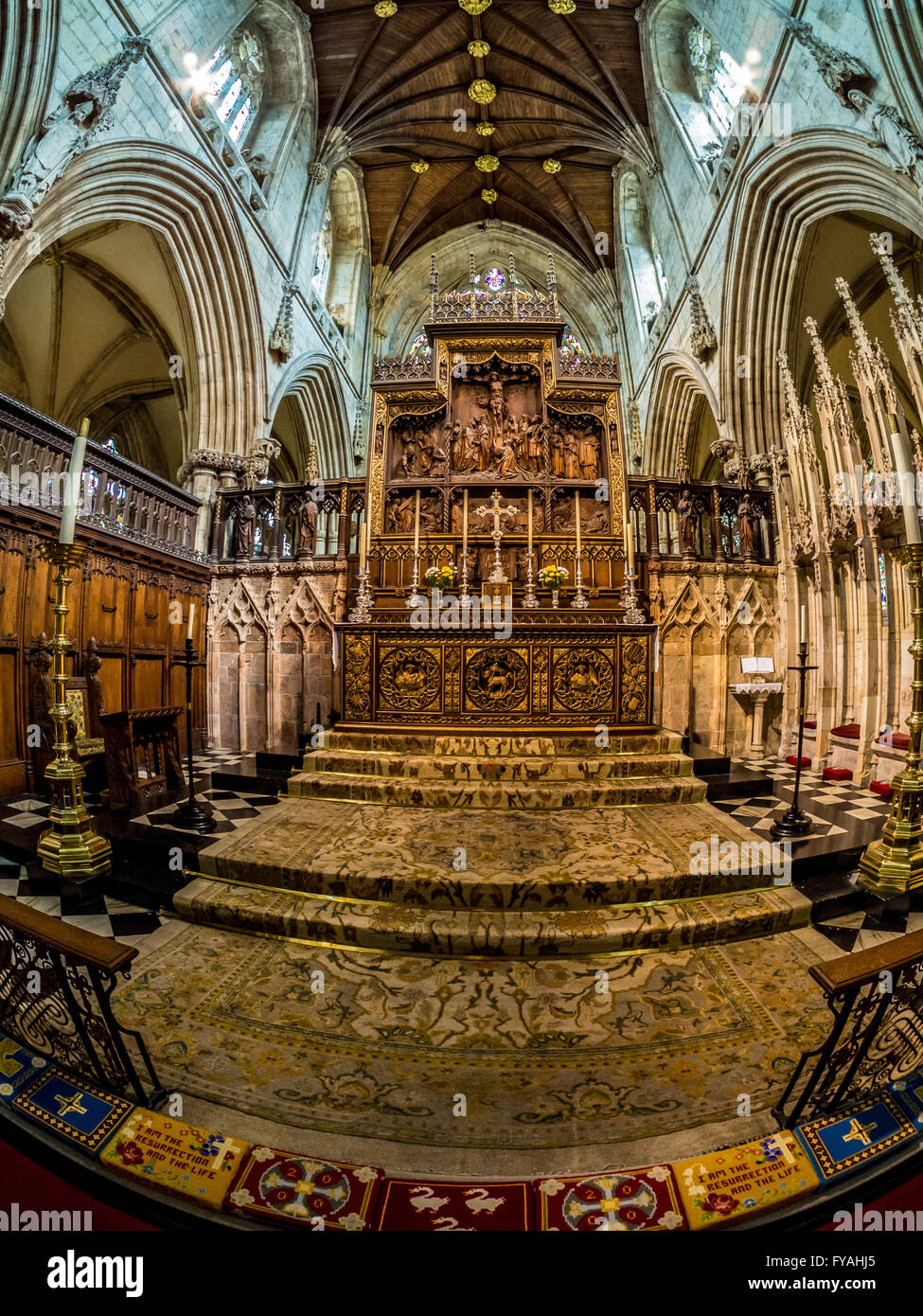 The Jesse Window and altar at Selby Abbey, North Yorkshire, UK Stock ...