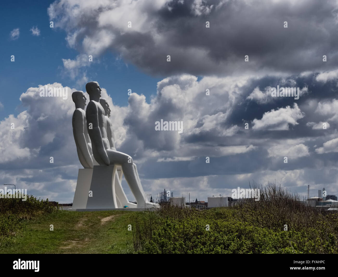Men at sea statues situated in Esbjerg harbor, Denmark Stock Photo - Alamy