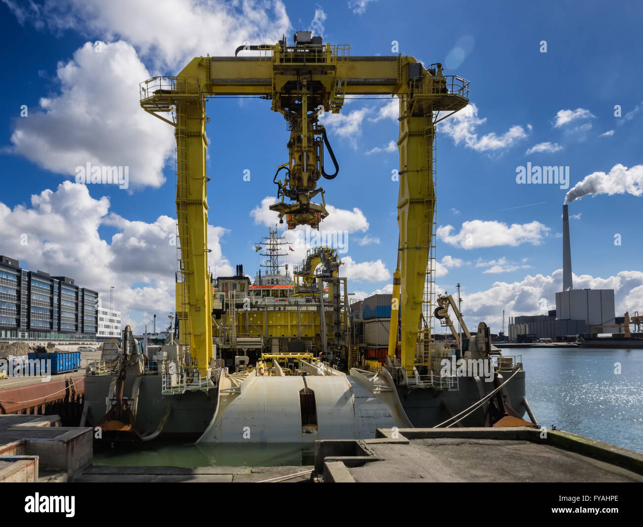 Offshore cable rig in Esbjerg harbor, Denmark Stock Photo - Alamy