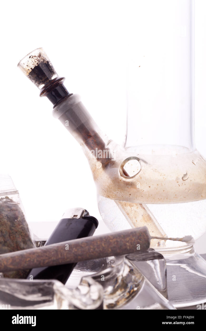 Close up of marijuana joint made with translucent rolling papers ...