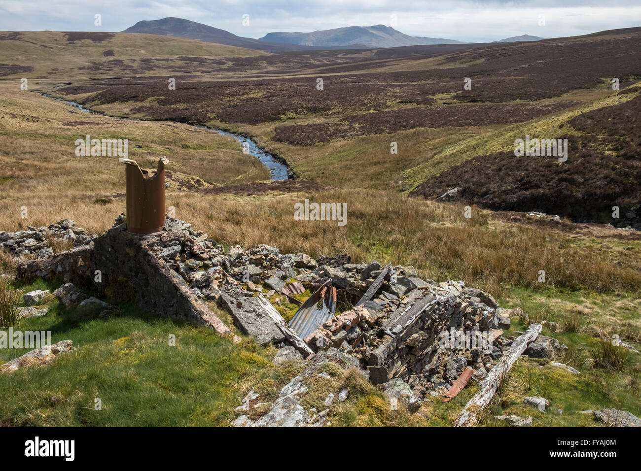 Derelict cottage on 'special area of conservation' moorland at Migneint ...