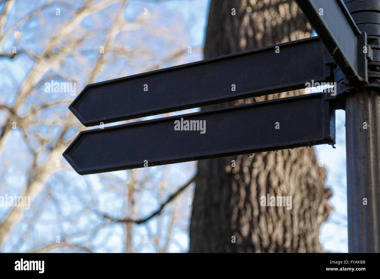 Close up detailed view of iron black empty signboards Stock Photo - Alamy