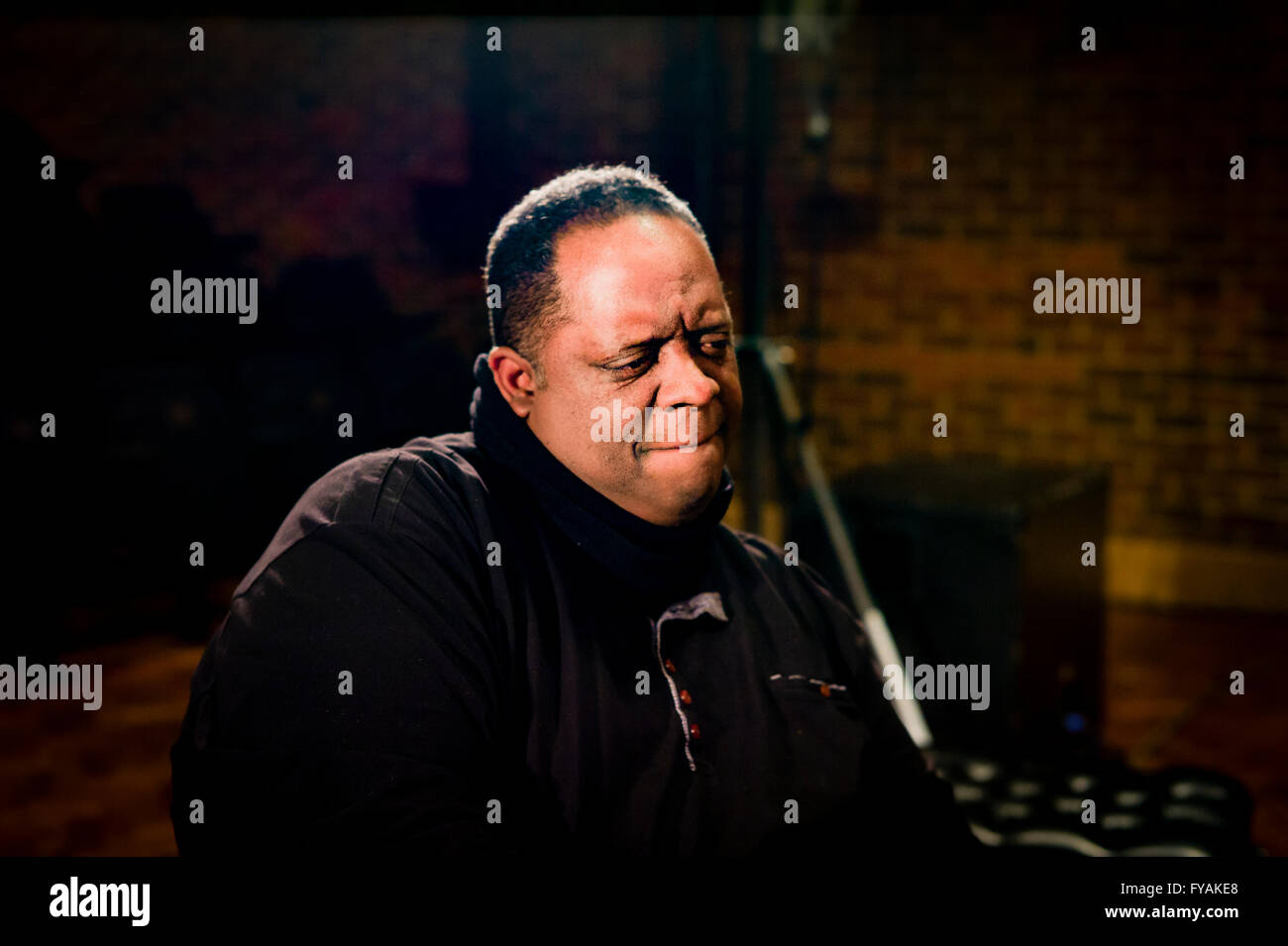 The English jazz pianist Julian Joseph during sound checks at the ...
