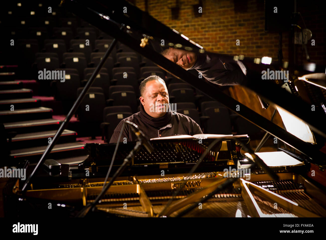 The English jazz pianist Julian Joseph during sound checks at the ...