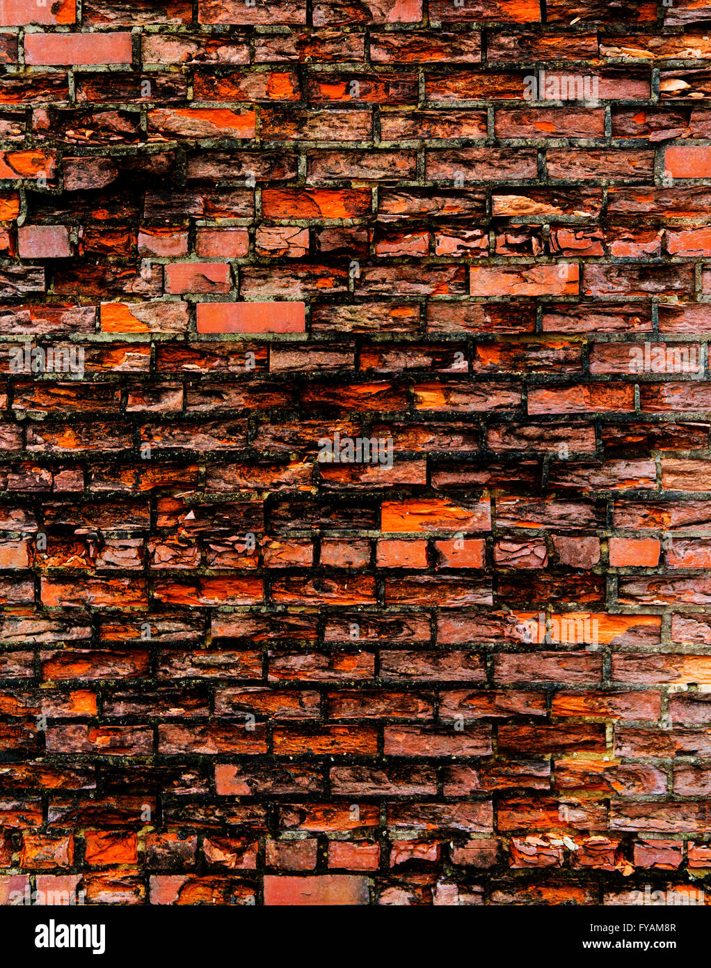 Old deteriorating red brick wall Stock Photo - Alamy