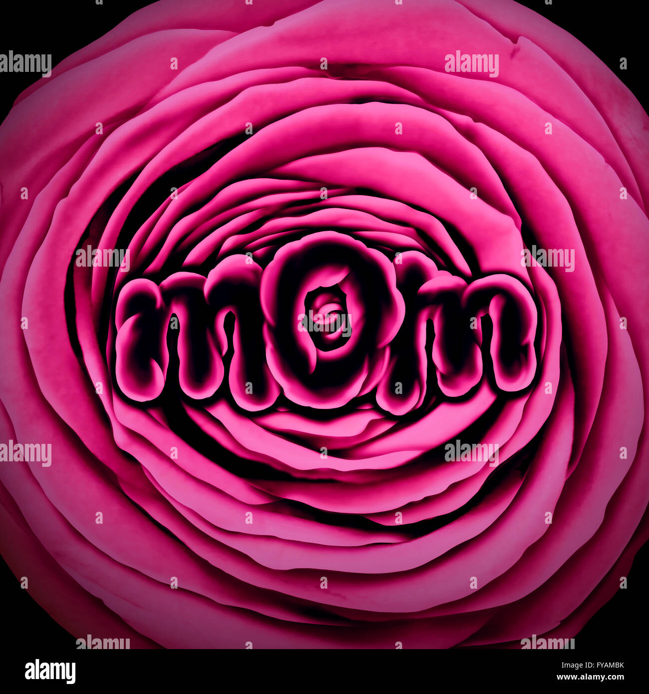 Mother mom flower with a pink rose with text shaped to represent ...