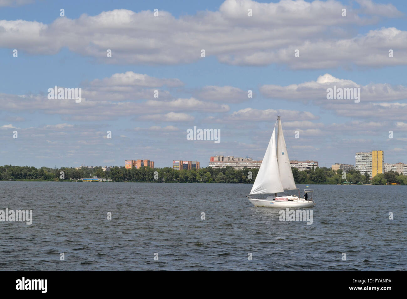 Sailing ship on the river Stock Photo - Alamy