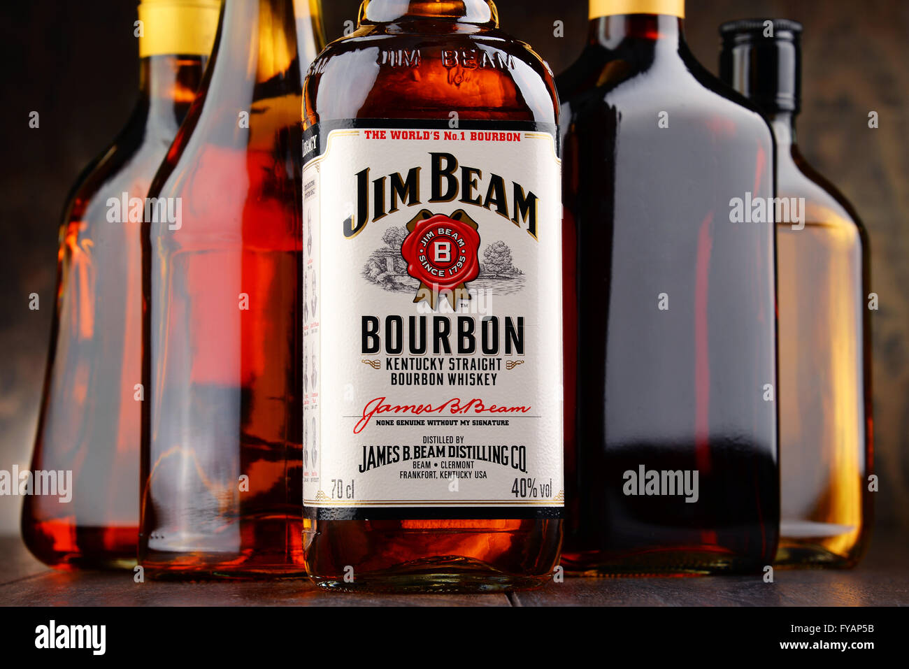 POZNAN, POLAND - APRIL 23, 2016: Jim Beam is one of best selling brands ...