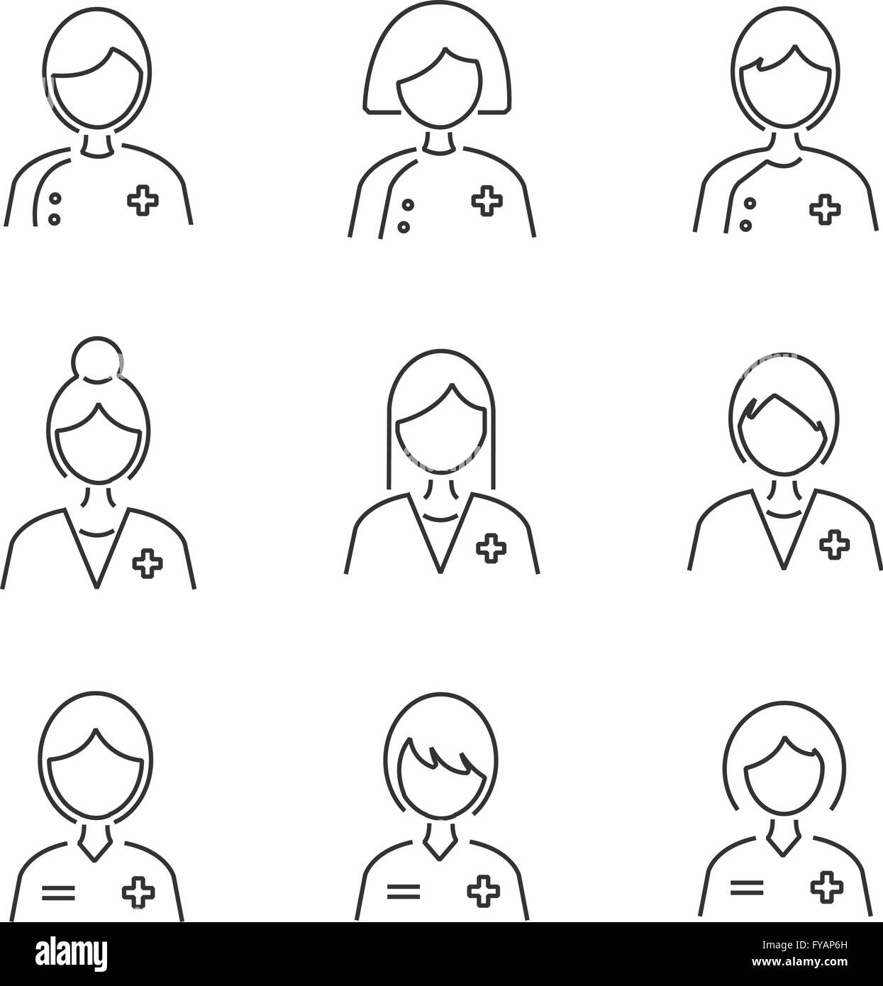 Line Style Medical Avatar icon set Stock Vector Image & Art - Alamy
