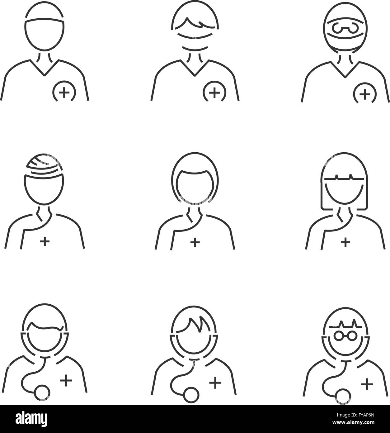 Line Style Medical Surgeon Avatar icon set Stock Vector Image & Art - Alamy