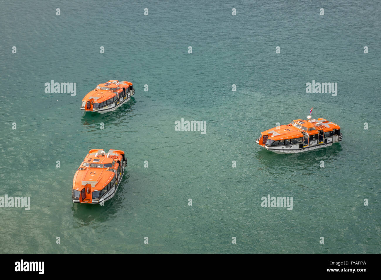 Three Lifeboats From The Holland America Cruise Ship MS Veendam, These ...