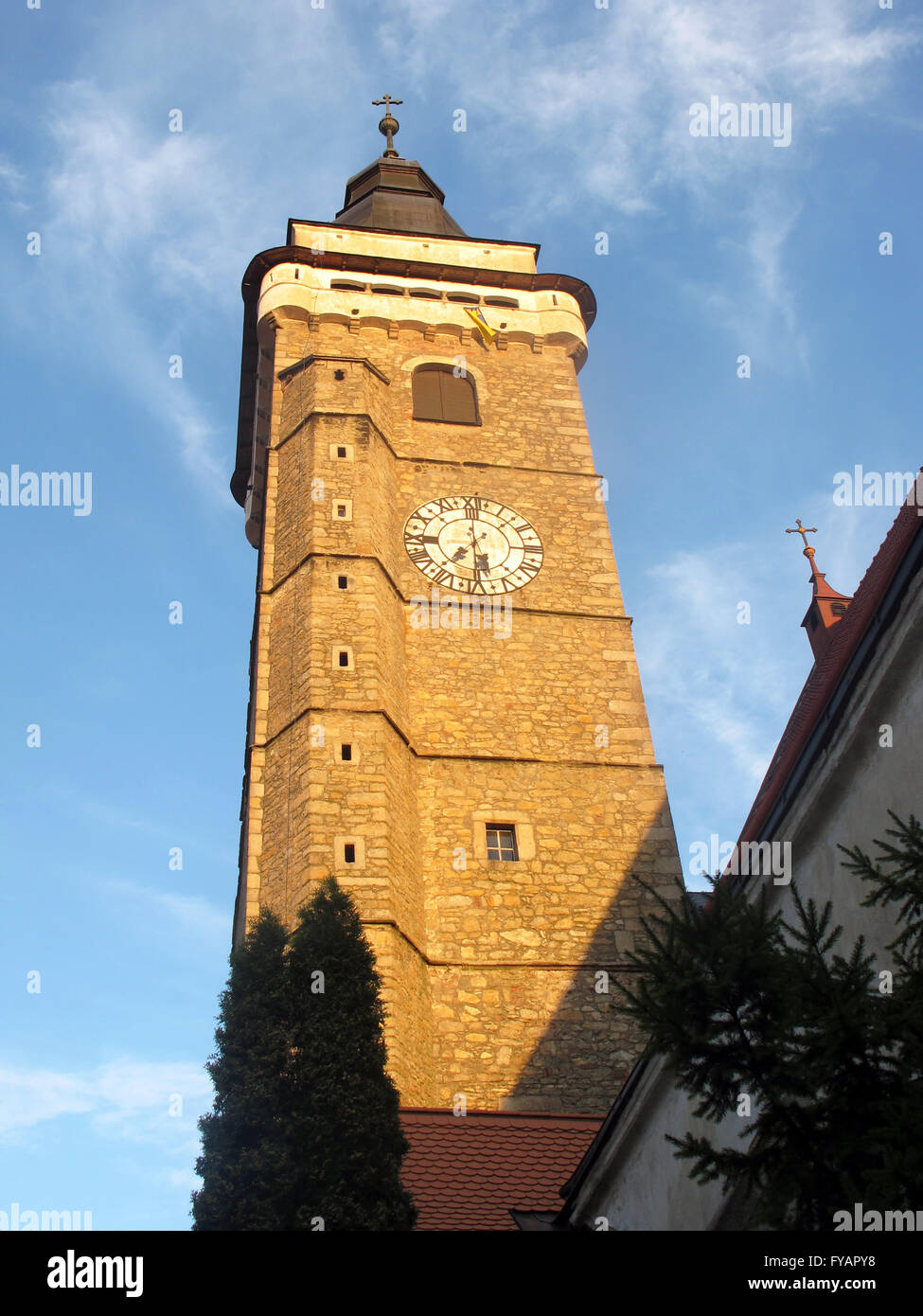 Czech Republic - Slavonice. Medieval Town Tower with Baroque top Stock ...