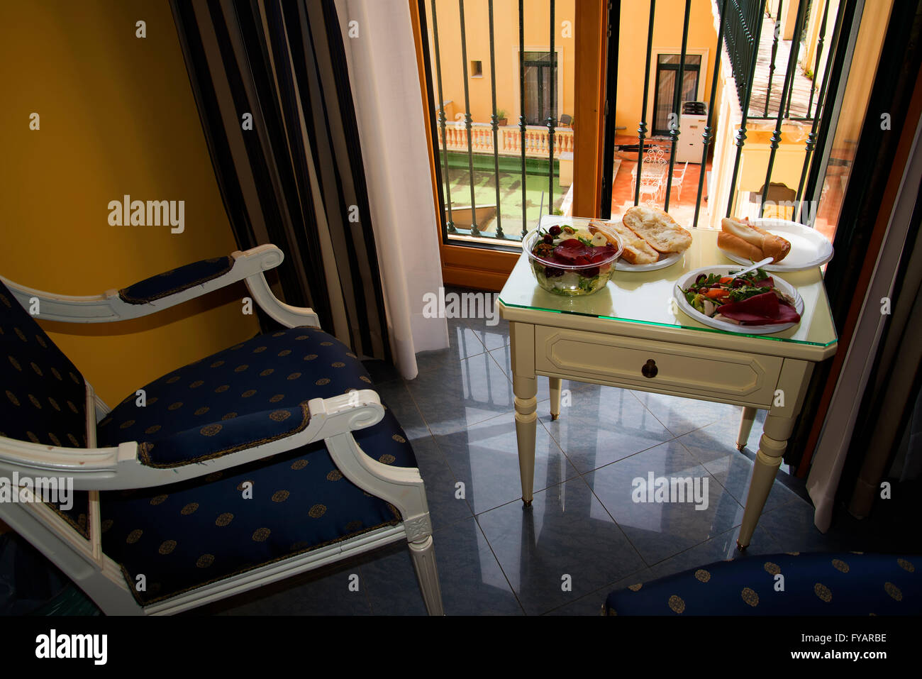 Impromptu Lunch in Hotel room in Sorrento Italy Stock Photo - Alamy