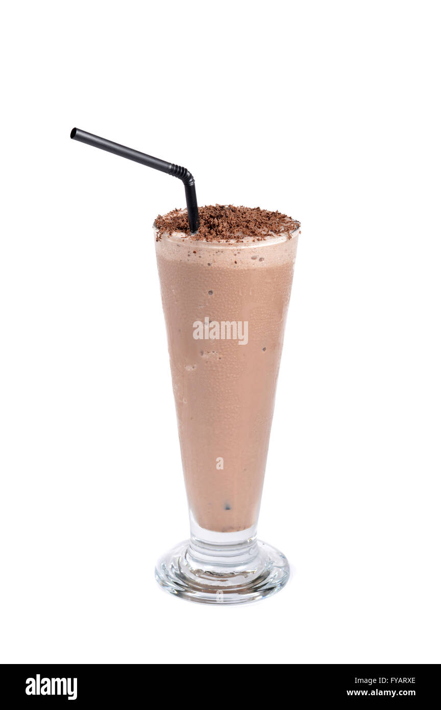 chocolate milkshake drink on white background Stock Photo - Alamy