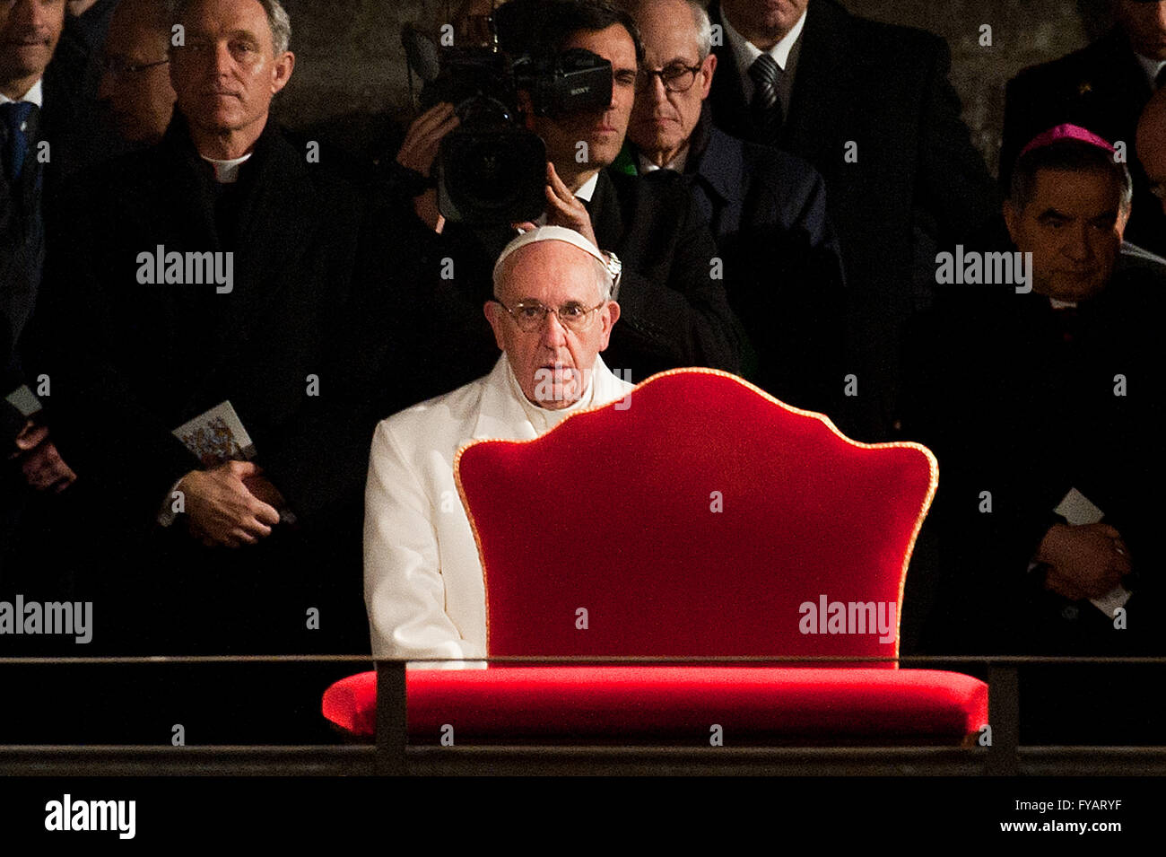 Pope Francis attends the Via Crucis (Way of the Cross) torchlight ...