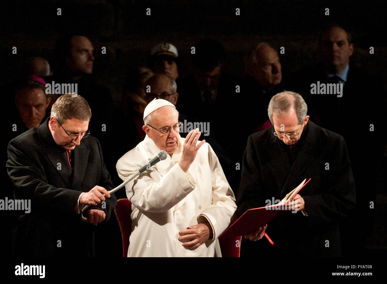Pope Francis attends the Via Crucis (Way of the Cross) torchlight ...
